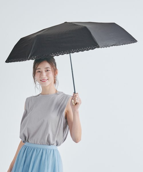 【Wpc.公式】日傘 遮光フラワーカットストライプ ミニ 55cm 完全遮光 UVカット100％ 遮熱 晴雨兼用 大きめ レディース 折り畳み傘(505130232) | Wpc．(Wpc ...