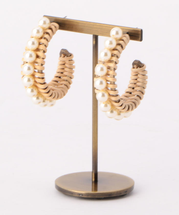 【セール】【ader Bijoux アデル ビジュー】 Pearlラタンフープピアス 500383862 ノーリーズ Nolleys