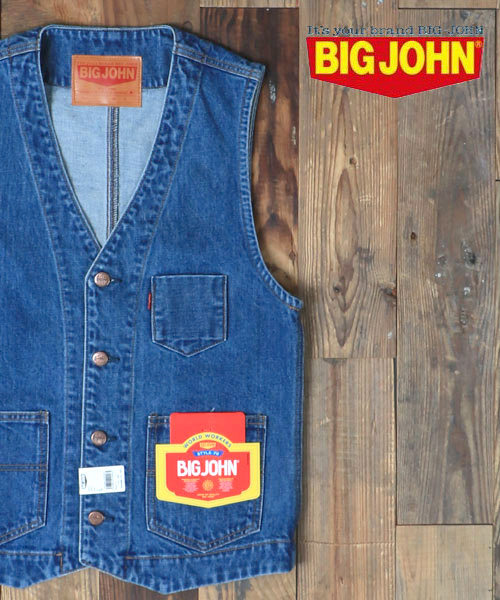 BIG JOHN ビッグジョン デニム ベスト 取り次ぐ 刺繍 ダメージ BIG JOHN ビッグジョン デニム ベスト 取り次ぐ 刺繍 ダメージ