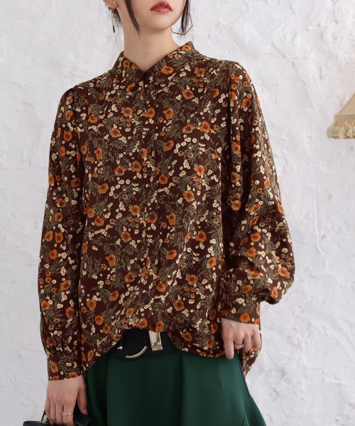 『ボリューム袖フラワープリントブラウス』(504282854) | オシャレウォーカー(osharewalker) - MAGASEEK