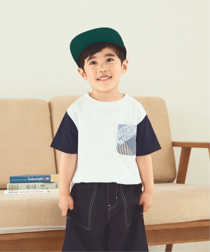 【キッズ】切り替え刺繍ポケTシャツ（120〜160cm）(504558180) | イッカ キッズ(ikka kids) - MAGASEEK