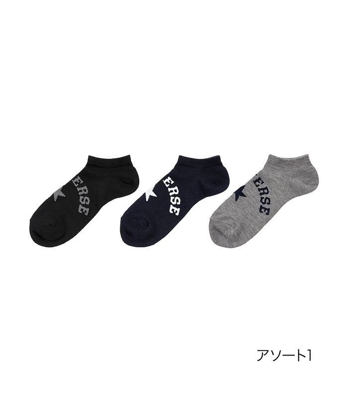 福助 公式 靴下 メンズ CONVERSE(コンバース) ロゴ スニーカー丈 3足組 13650 25－27cm その他 紳士 男性 フクスケ ...