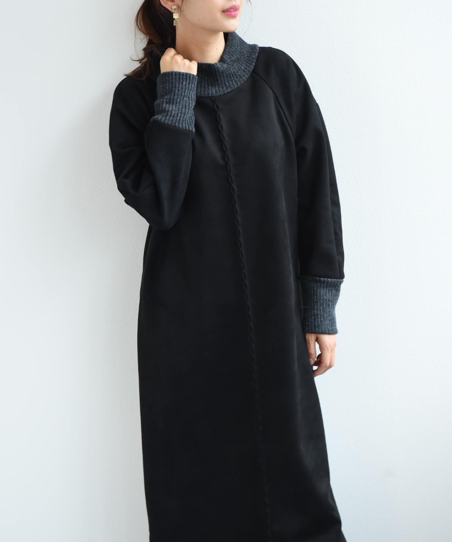 【セール】スエード＊リブバイカラーワンピース(504989620) | インタープラネット(INTERPLANET) - MAGASEEK