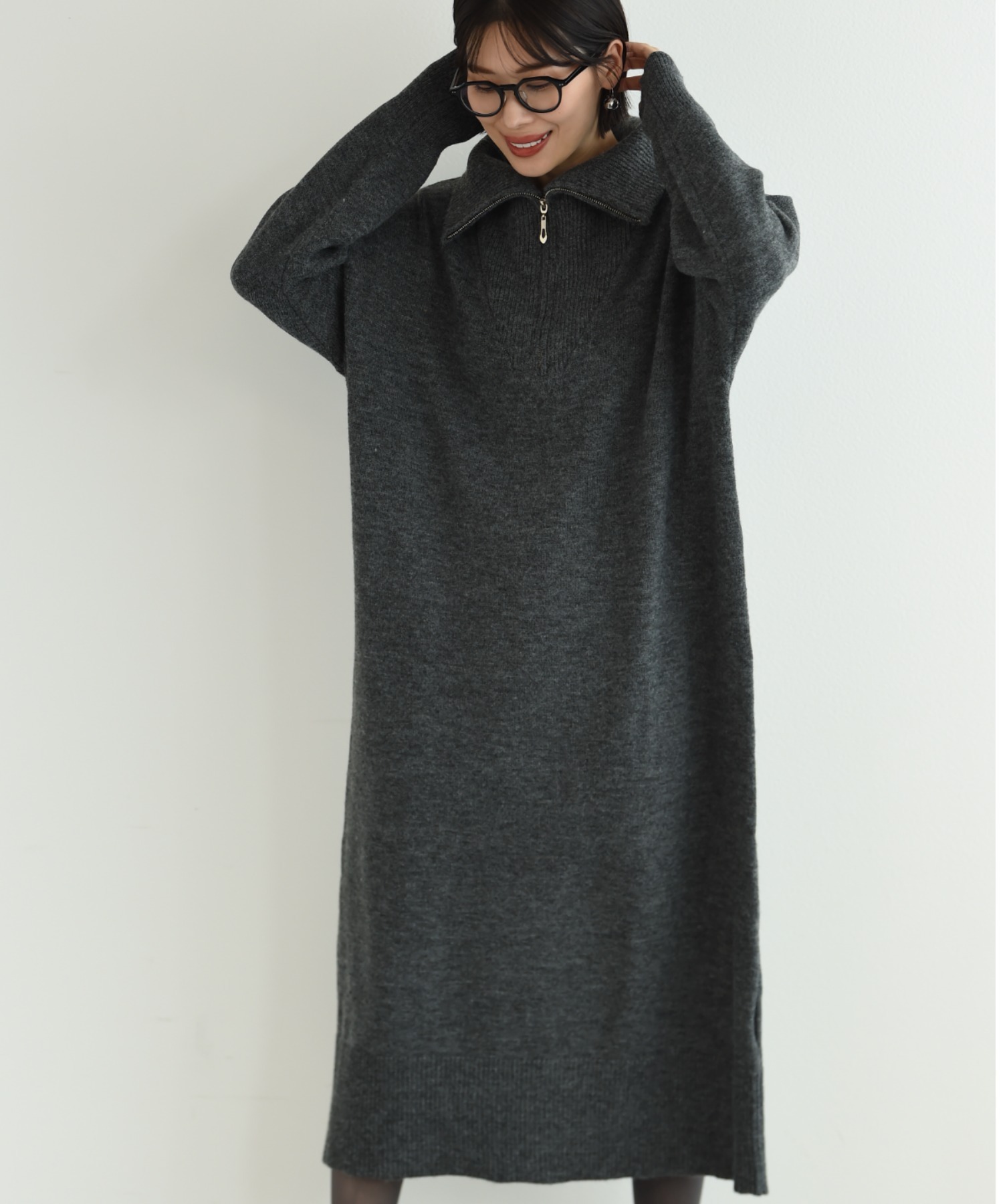【セール】フロントZIPリブ襟ニットワンピース(505055416) | インタープラネット(INTERPLANET) - MAGASEEK