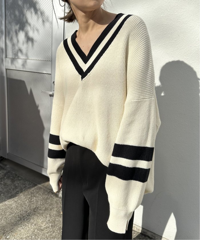 【セール】ライン入りVネック畦プルオーバー(505159378) | フレームワーク(FRAMEWORK) - MAGASEEK