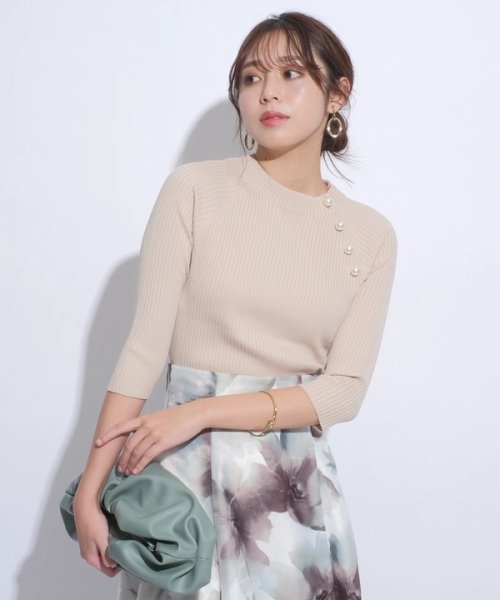 7分袖サイドパールワイドリブニット(505166317) | ジャスグリッティー(JUSGLITTY) - MAGASEEK