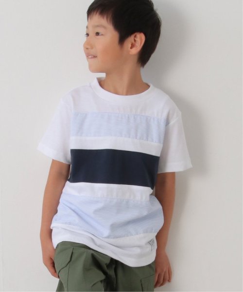 布帛ボーダー切り替えTシャツ（120〜160cm）(505133584) | イッカ キッズ(ikka kids) - MAGASEEK