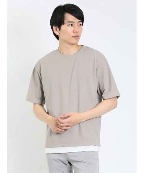 【セール】kaule 裾フェイクレイヤード クルーネック 半袖 メンズ Tシャツ カットソー カジュアル インナー ビジネス ギフト ...