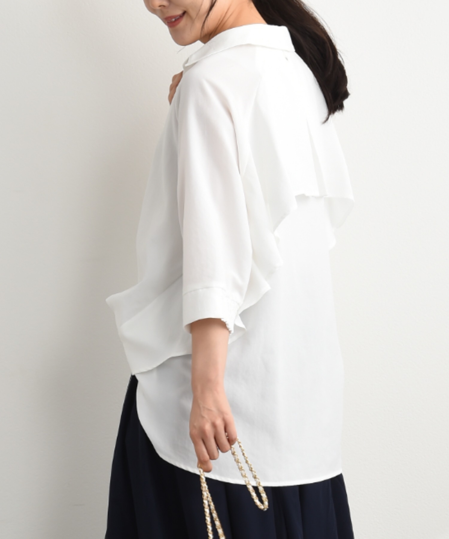 【セール】麻調スキッパーヨークフリルブラウス(505410743) | インタープラネット(INTERPLANET) - MAGASEEK