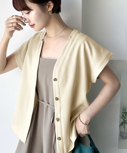 【セール】《JaVa ジャバコラボ》大人の魅力。2wayリネンライクショートブラウス(505429275) | クラシカルエルフ(Classical Elf) - MAGASEEK