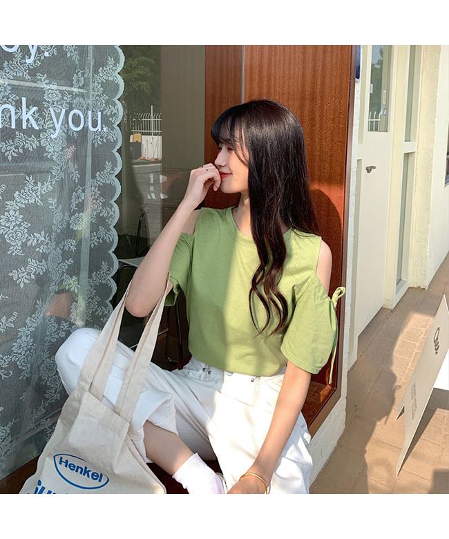 【セール】オフショルダーTシャツ 夏服 肌見せトップス BHOC003－6(505440599) | シュベック(SVEC) - MAGASEEK