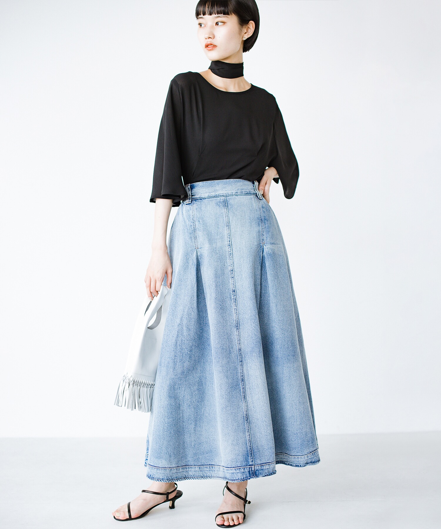 【hunch】タックフレアーデニムスカート(505381754) | ハコ(haco!) - MAGASEEK