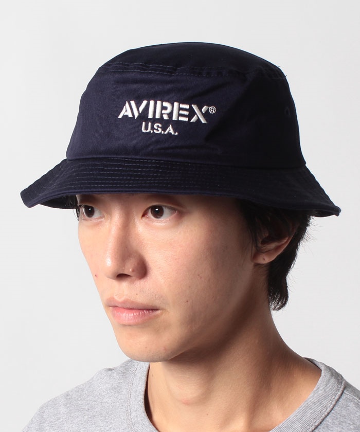 AVIREX アヴィレックス AX TWILL BUCKET HAT(505684801) | BLUE JEANS 1962(BLUE ...