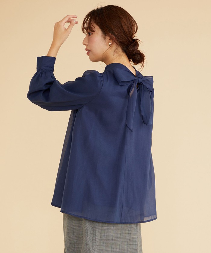 【洗える】バックリボンオーガンジー ブラウス(505726778) | フェルゥ(Feroux) - MAGASEEK