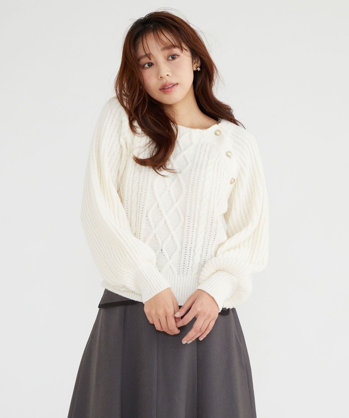 金釦ケーブル ニット(505764448) | フェルゥ(Feroux) - MAGASEEK