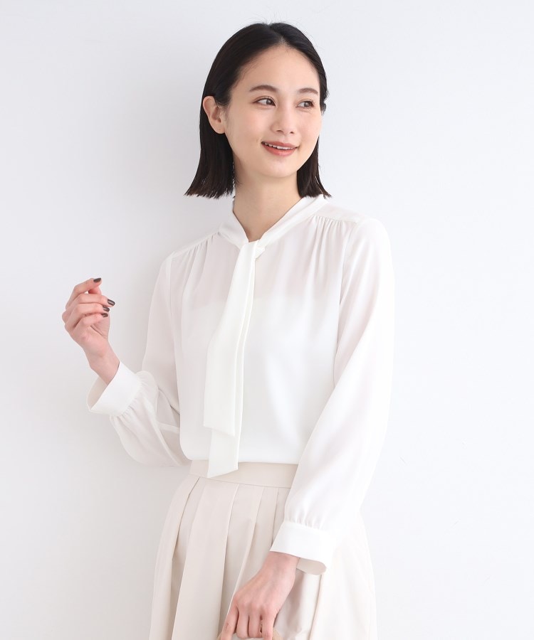 【セール】【洗える／UVケア／トリアセテート混】ボウタイブラウス(505816730) | インディヴィ(INDIVI) - MAGASEEK