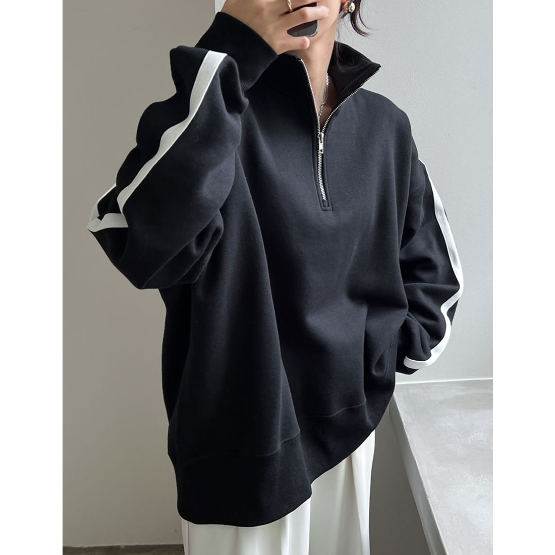 選べる裏起毛オーバーサイズハーフジップスウェット(505826542) | リエディ(Re:EDIT) - MAGASEEK