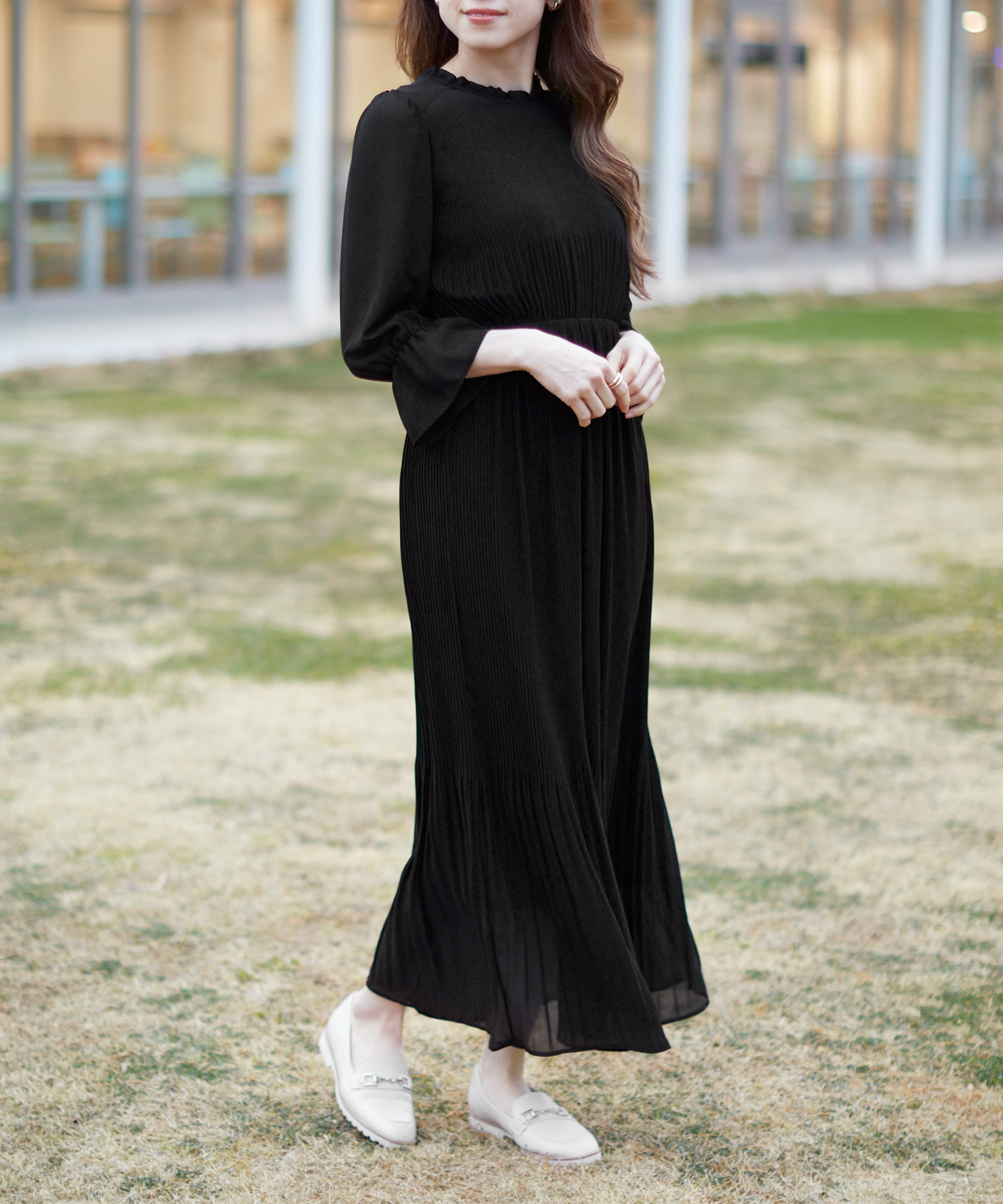 【セール】シフォンジョーゼットプリーツ衿フリルワンピース(505816901) | インタープラネット(INTERPLANET) - MAGASEEK