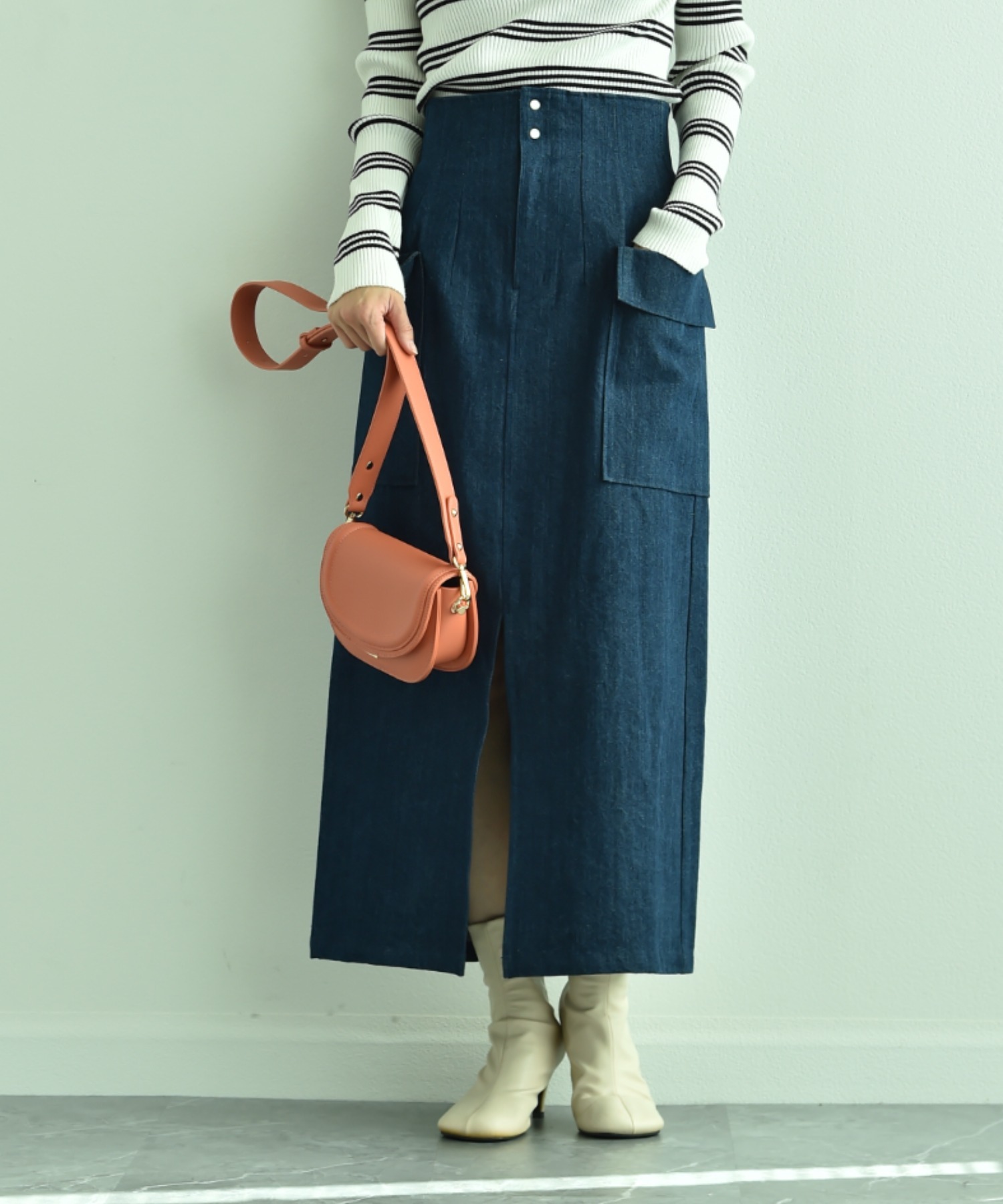 【セール】デニムビッグポケットハイウエストスカート(505846780) | インタープラネット(INTERPLANET) - MAGASEEK