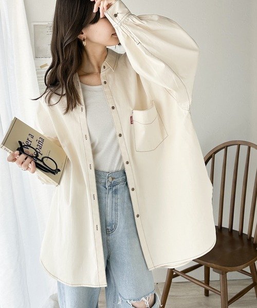《Javaジャバコラボ》チラッと肌見せ。綿100％バックディテールBIGシャツ(505847587) | クラシカルエルフ(Classical Elf) - MAGASEEK