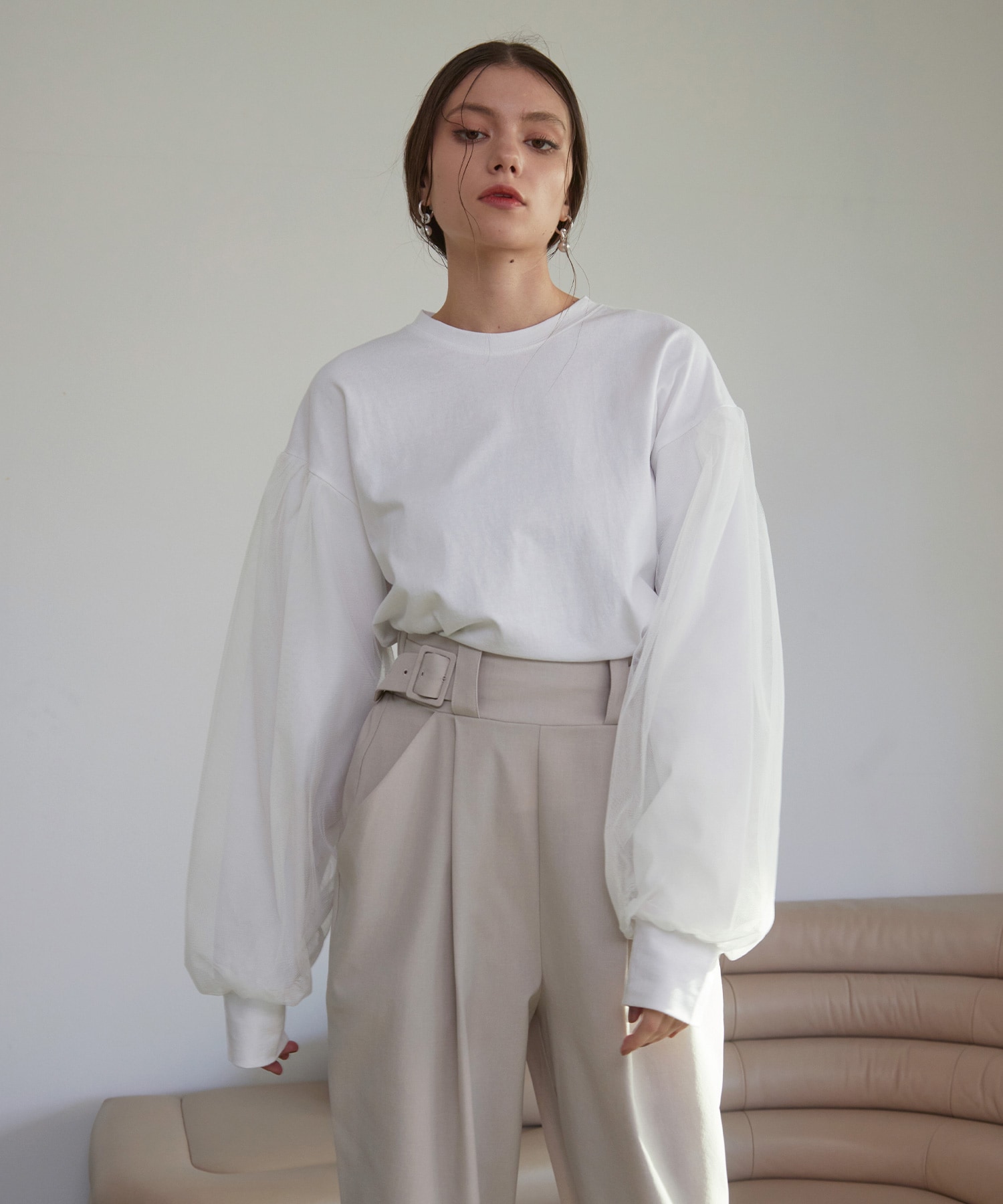 Docking Sleeve Long Tee(505927603) | ミエリ インヴァリアント(MIELI INVARIANT) - MAGASEEK