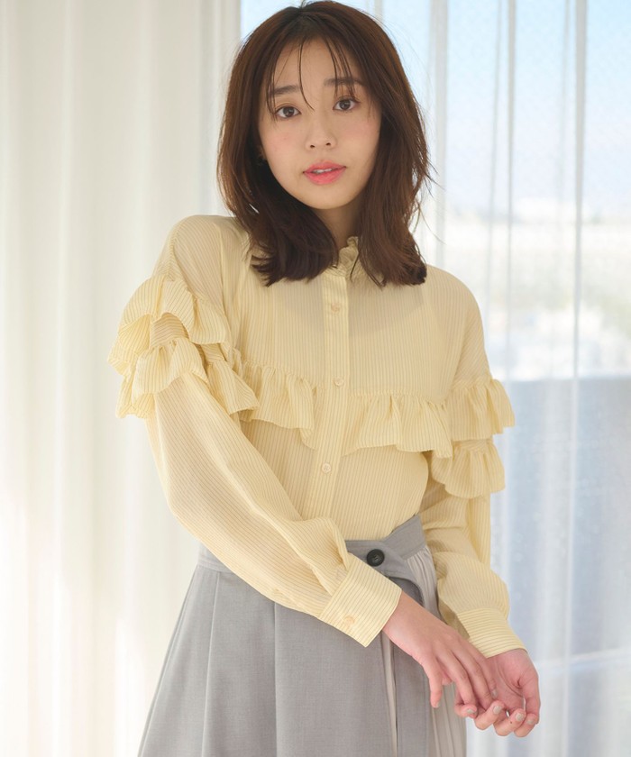【洗える】フリル ブラウス(505951511) | フェルゥ(Feroux) - MAGASEEK