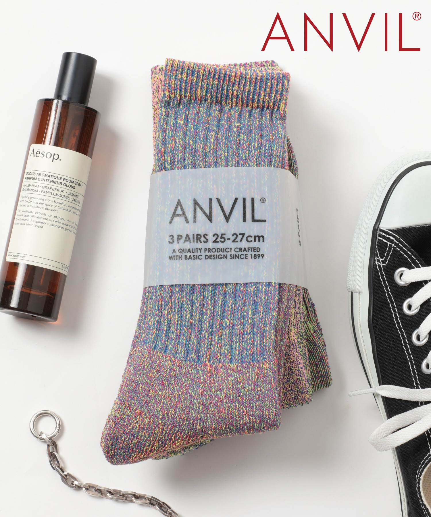 【セール】【ANVIL】「消臭加工」パイル 3足セット 3パック クルー ソックス 靴下 /3P Crew Socks/ANS050 アンビル ...