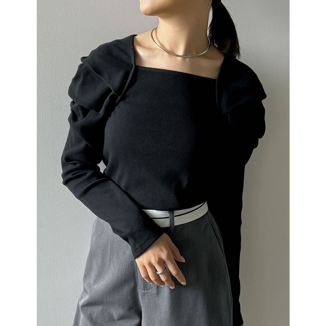 [2024SS COLLECTION]ボリュームスリーブスクエアネックリブカットソートップス(505977391) | リエディ(Re:EDIT) - MAGASEEK