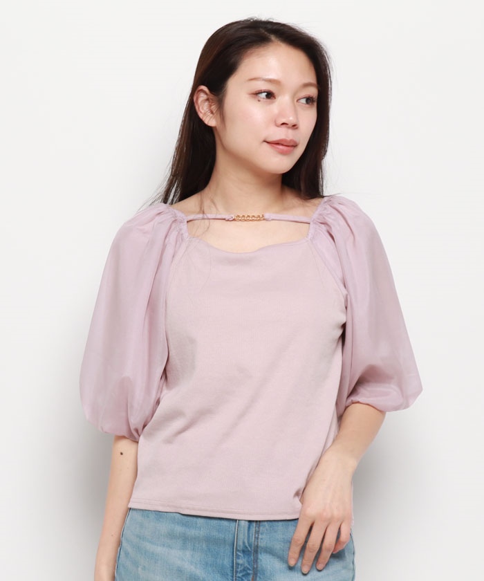 【セール】【Ray Cassin/レイカズン】ビジュー付シアースリーブテレコプルオーバー (505998522) | offprice ec(offprice.ec) - MAGASEEK