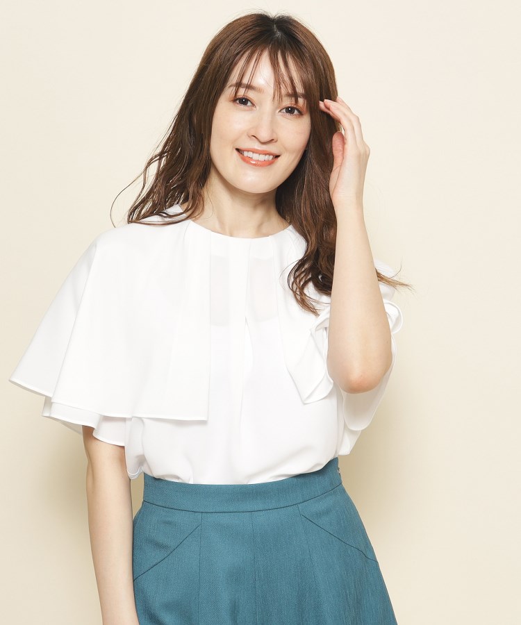 【洗える／5分袖】一枚で着映える ケープ風デザインブラウス(506081125) | クードシャンス(COUP DE CHANCE) - MAGASEEK