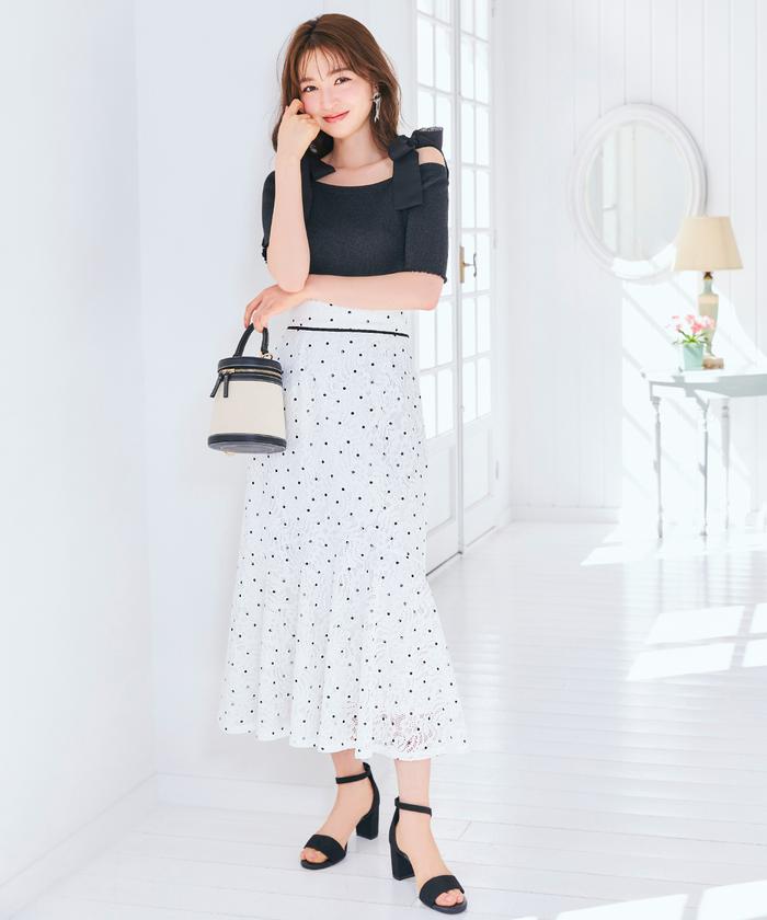 ラッセルレース×ドットプリントスカート(506081823) | ウィルセレクション(WILLSELECTION) - MAGASEEK