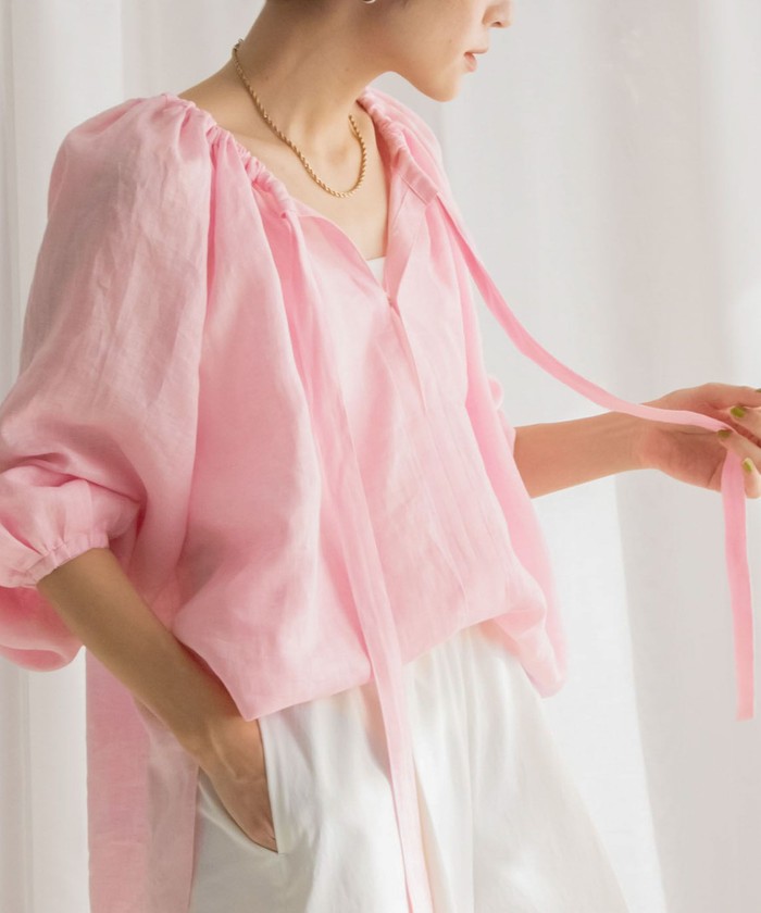 【セール】WASH LINEN ギャザーブラウス(505897323) | セカンドノーリーズ(2nd NOLLEY'S) - MAGASEEK