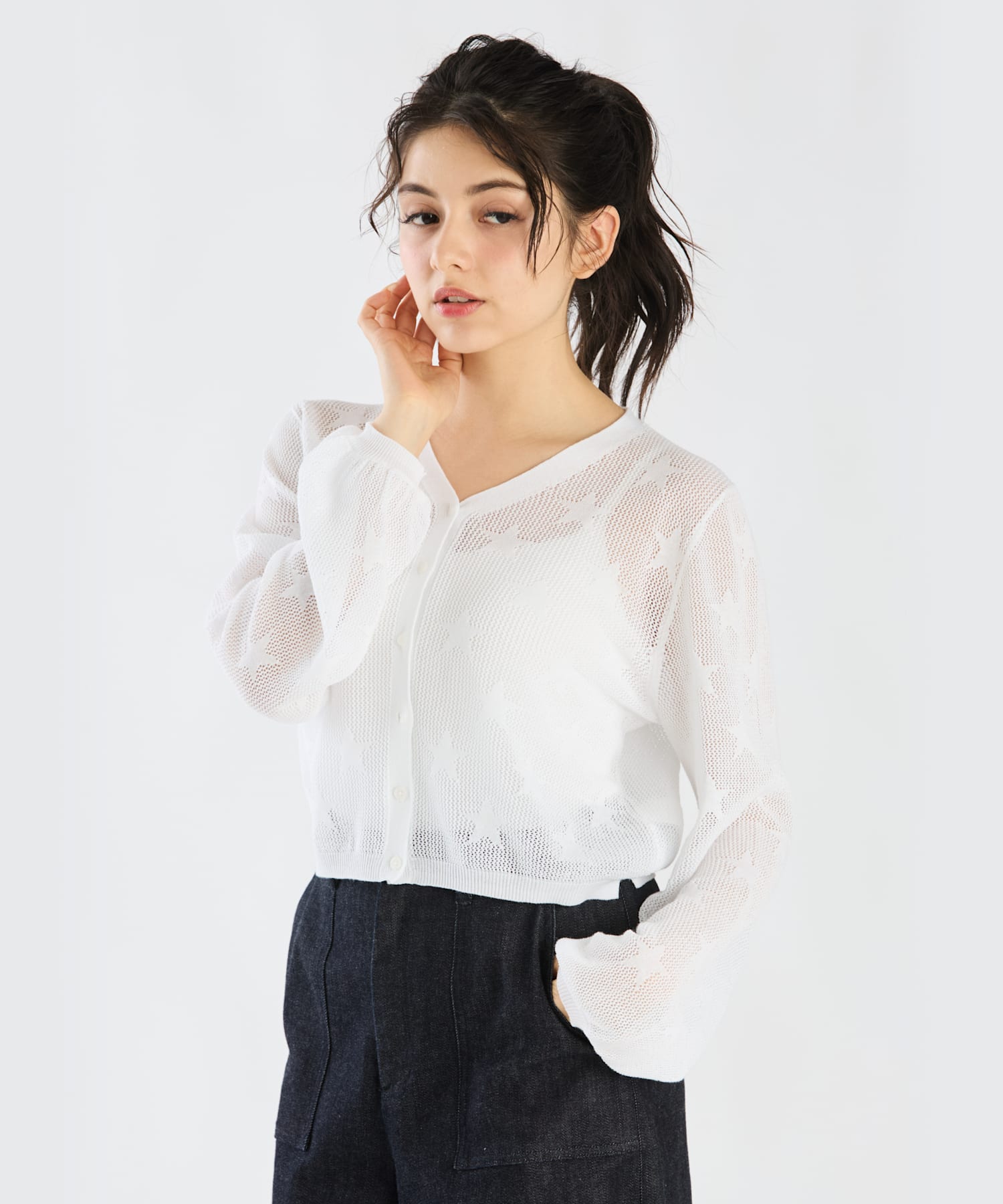 WW07 CARDIGAN メッシュスターニットカーディガン(505815465) | トゥービー バイ アニエスベー(To b. by ...