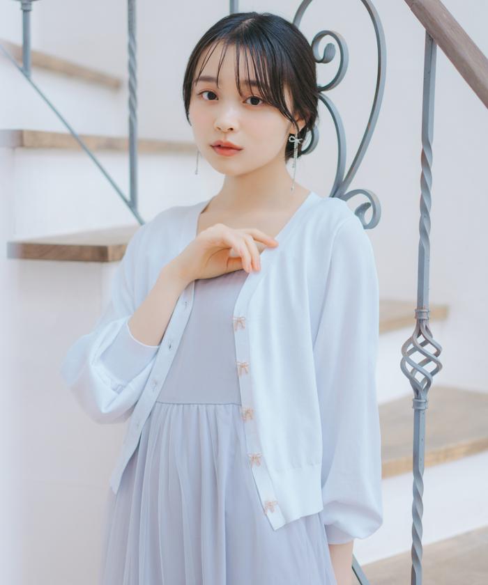 リボンボタンVネックカーディガン(506554992) | ウィルセレクション(WILLSELECTION) - MAGASEEK