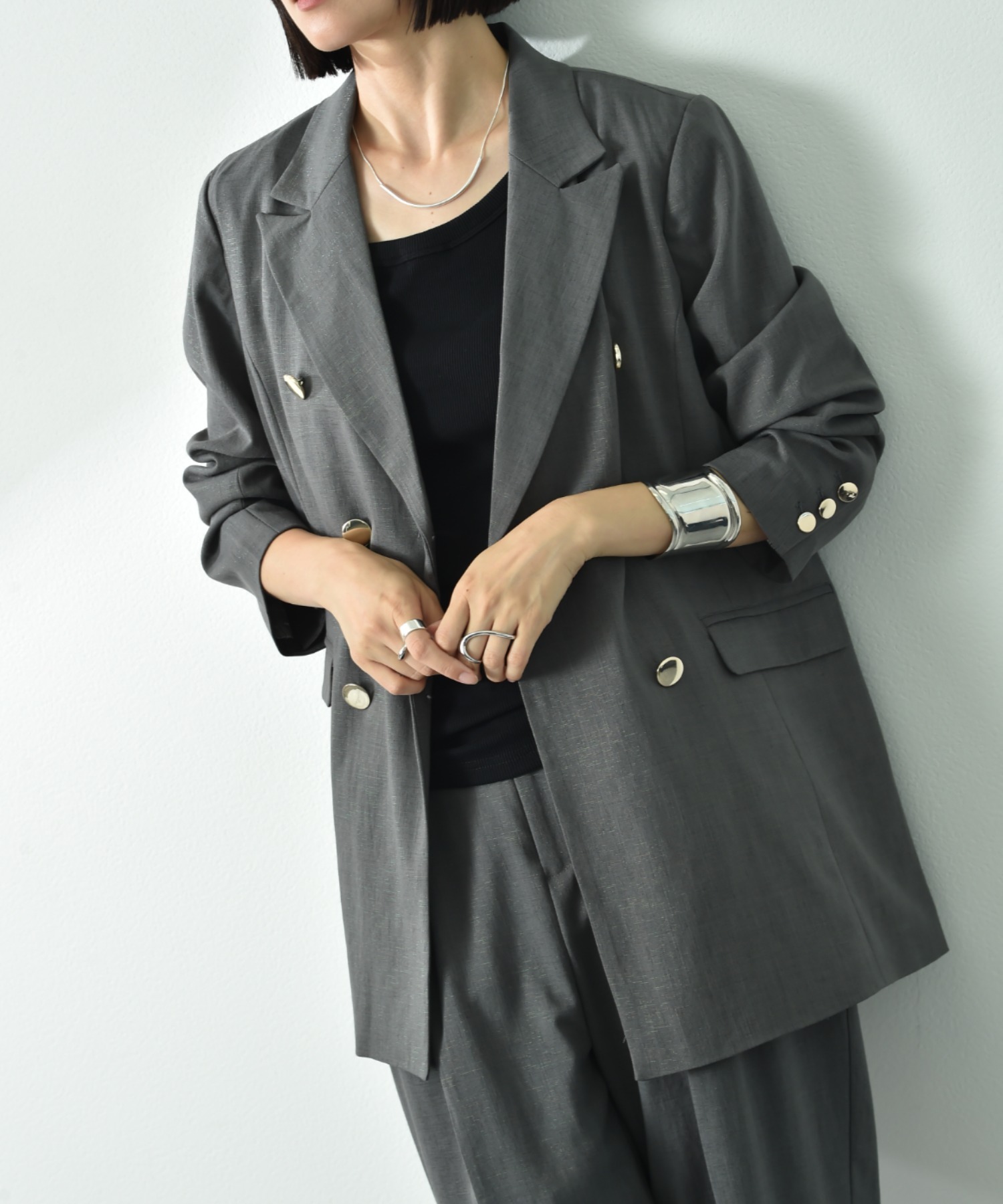 【セール】ラメサージダブルジャケット(506692214) | インタープラネット(INTERPLANET) - MAGASEEK