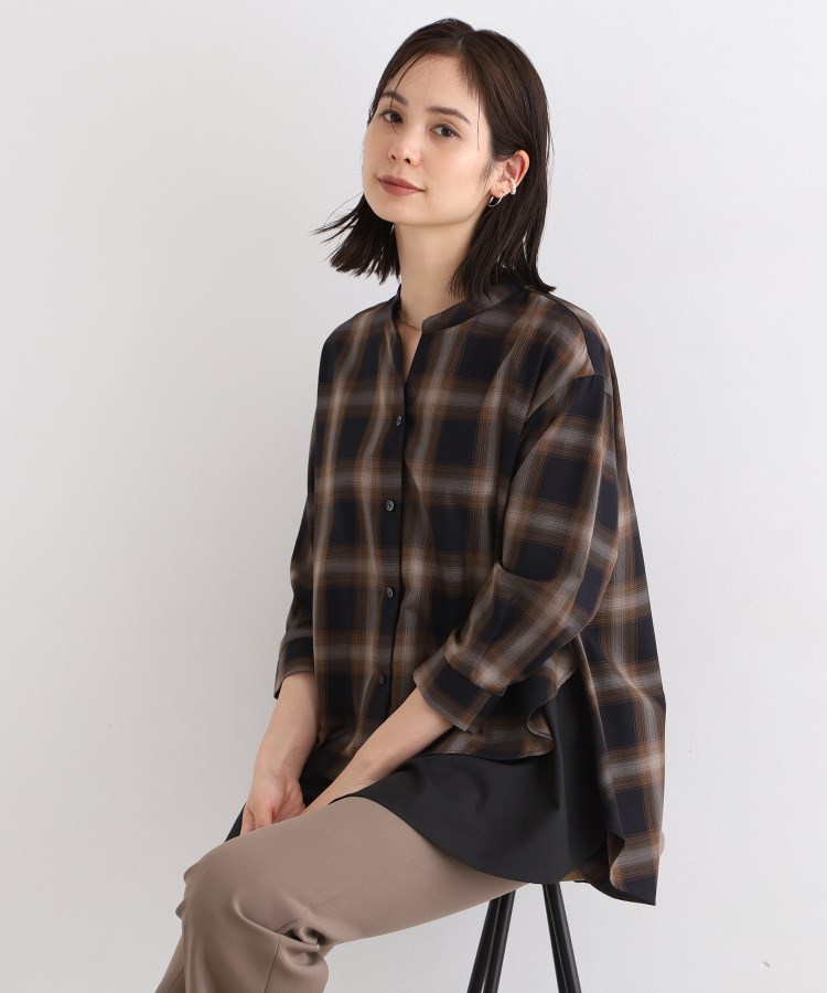 【洗える/チェック柄/UVケア/吸水速乾】レイヤードデザインブラウス(506833329) | インディヴィ(INDIVI) - MAGASEEK