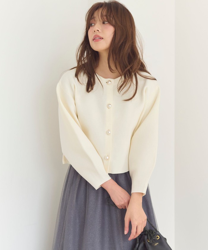 【洗える】パールニットジャケット(506846934) | フェルゥ(Feroux) - MAGASEEK