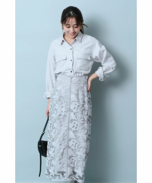 モール刺しゅうタイトスカート(506858510) | ジャスグリッティー(JUSGLITTY) - MAGASEEK