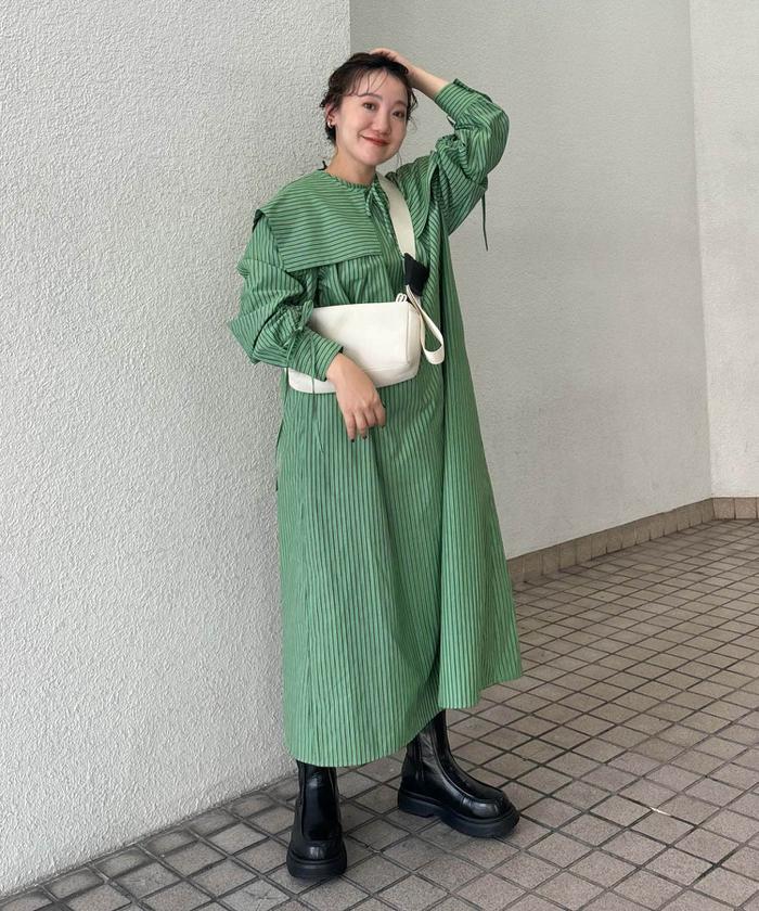 【予約】『丸山礼×KBF』スクエアカラーSETストライプワンピース(506883161) | ケービーエフ(KBF) - MAGASEEK